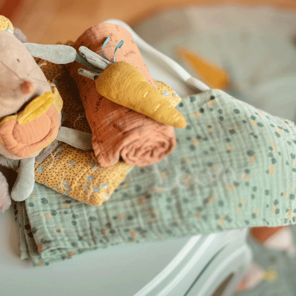 Rust Printed Muslin by Moulin Roty - Niddle Noddle