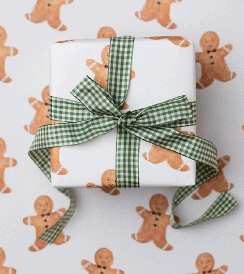Gingerbread Man Wrapping Paper by Western Sketch - Niddle Noddle