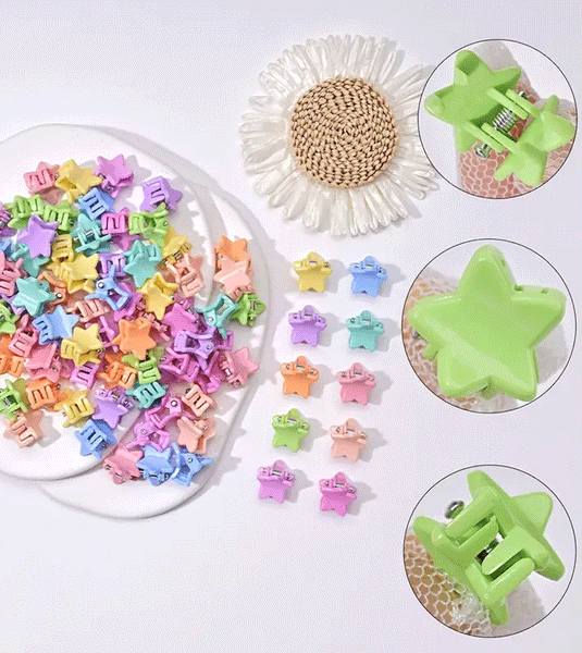 Mini Star Claw Hair Clip in Assorted Pastel Colours - Niddle Noddle